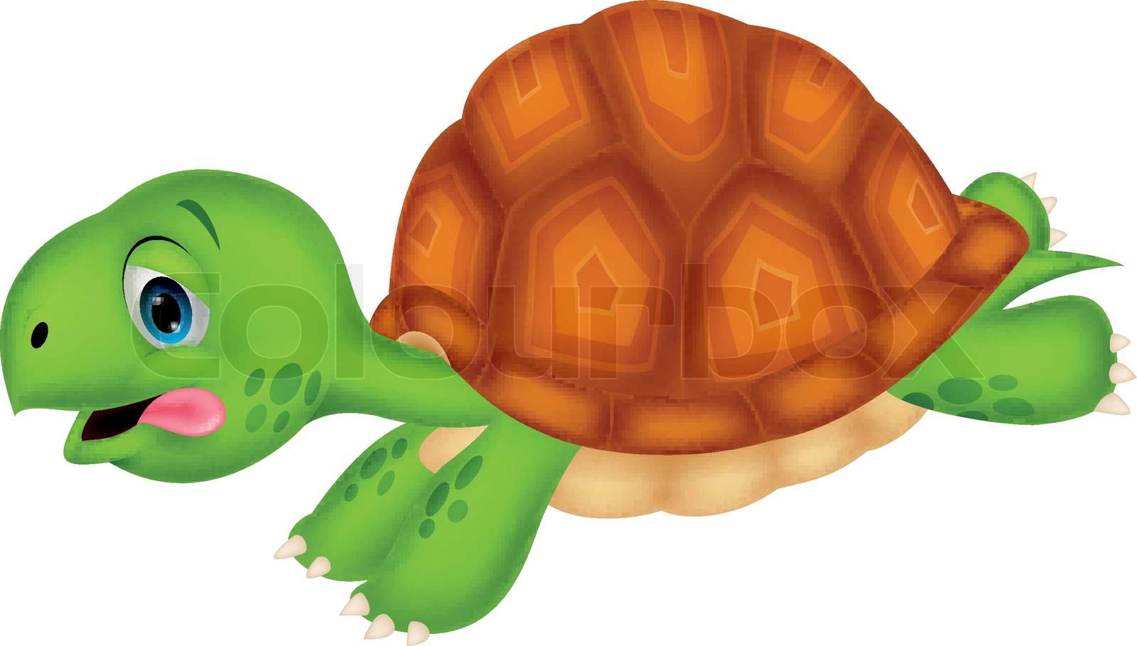 süße Schildkröte Cartoon ausgeführt | Stock-Vektor | Colourbox