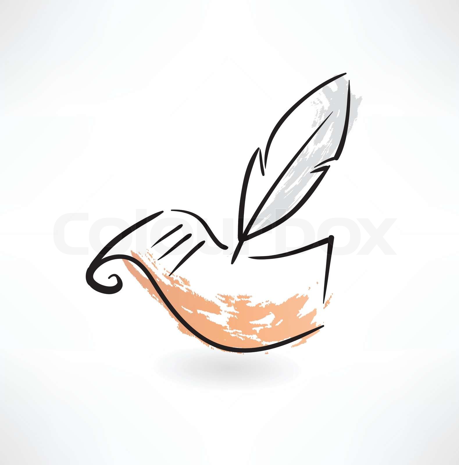 feather and paper grunge icon | Stock vector | Colourbox