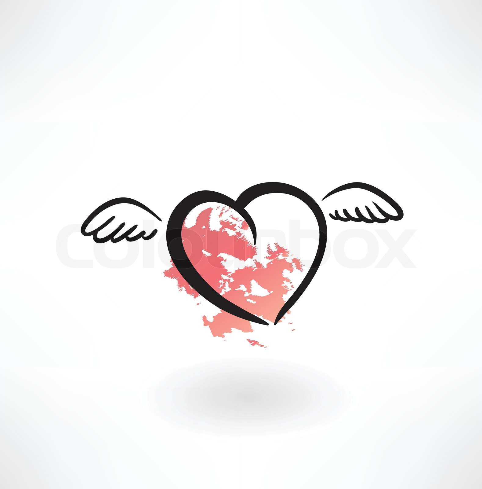 flying heart grunge icon | Stock vector | Colourbox