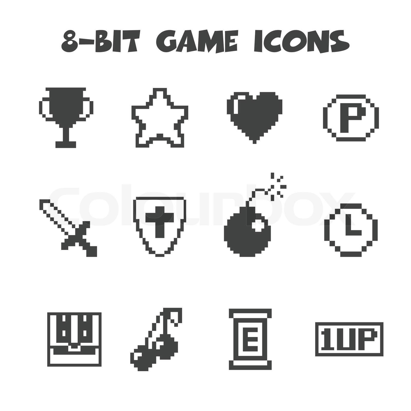 8-bit game icons | Stock vector | Colourbox