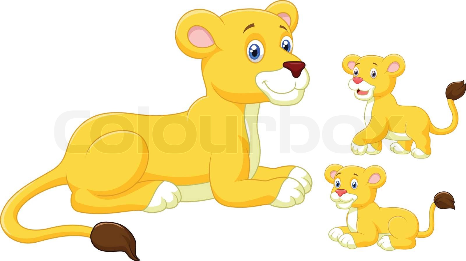 "Cartoon Löwin und jungen" | Stock-Vektor | Colourbox