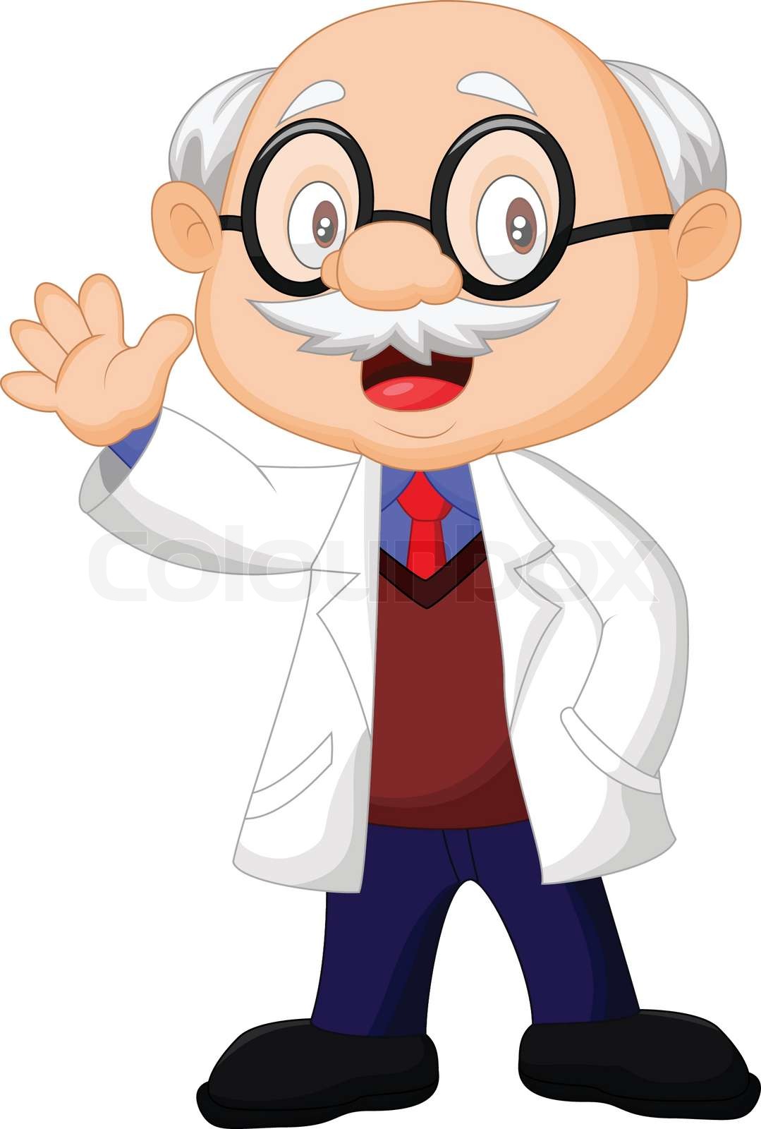 "Professor cartoon waving hand" | Stock vector | Colourbox