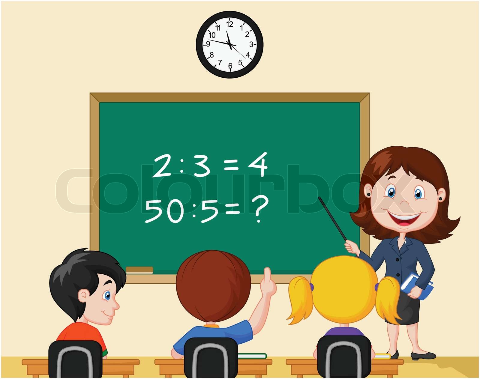 "Lehrer-Cartoon auf Tafel" | Stock-Vektor | Colourbox