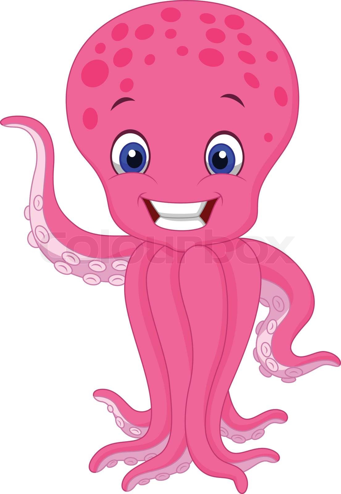 "Cute cartoon octopus waving" | Stock vector | Colourbox
