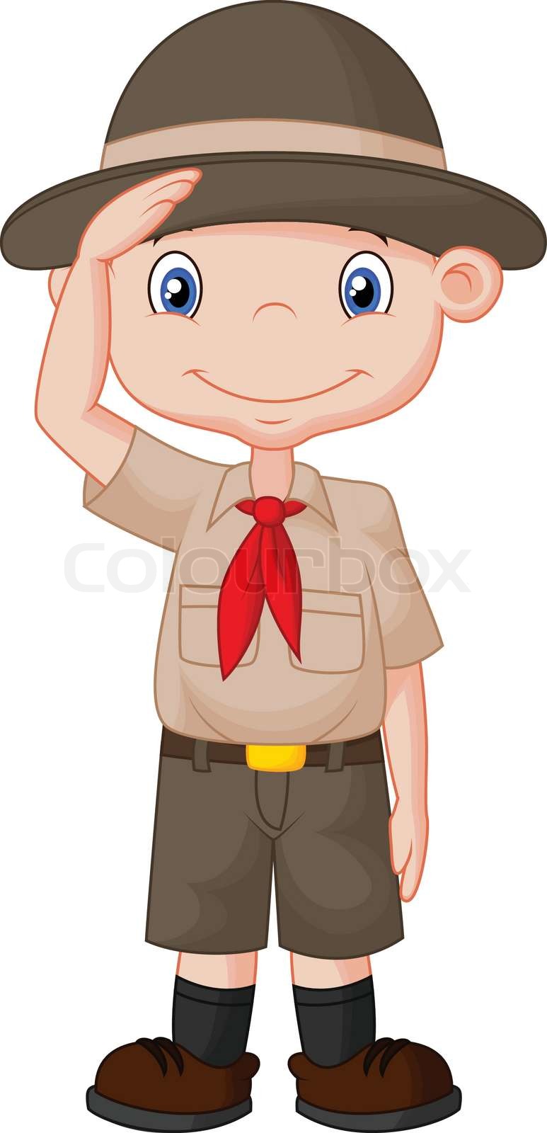 "Young boy scout cartoon doing a hand sign" | Stock vector | Colourbox