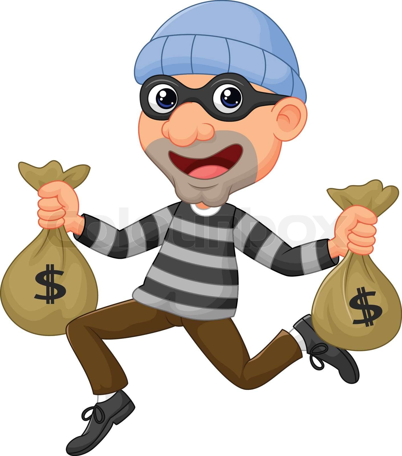 "Dieb Cartoon Tragetasche Geld mit einem Dollarzeichen" | Stock-Vektor ...