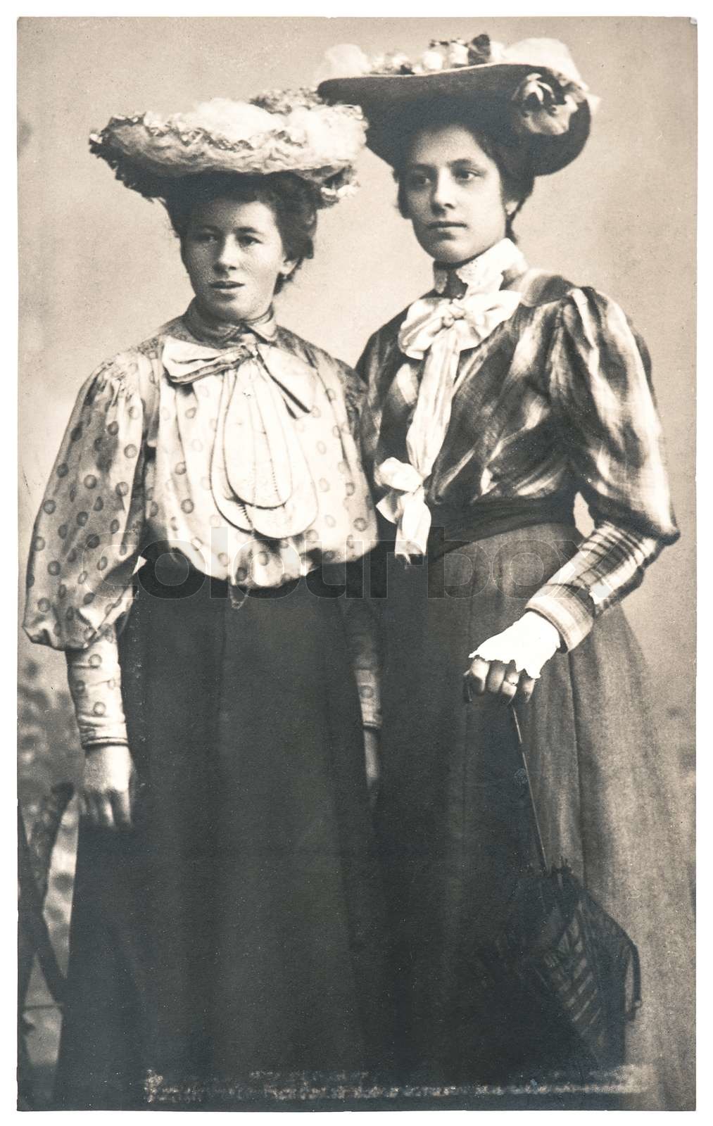 two young ladies wearing vintage clothing | Stock image | Colourbox