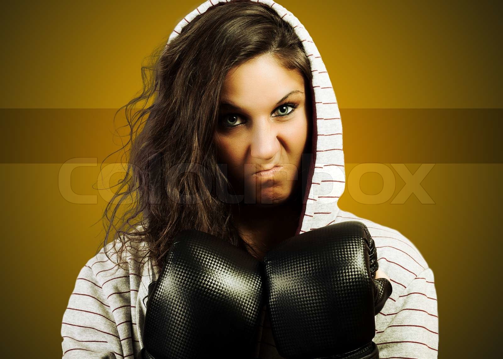Angry female boxing | Stock image | Colourbox