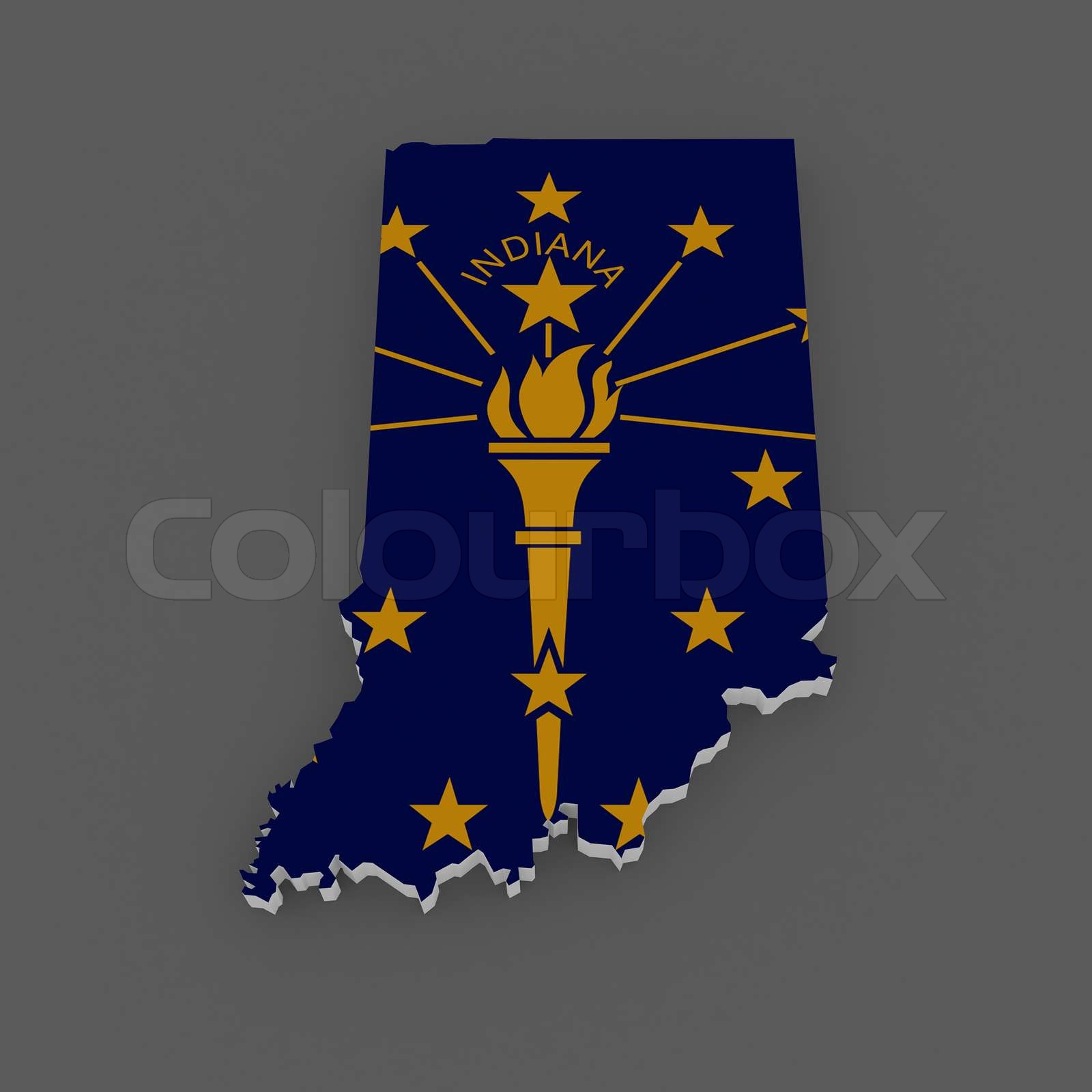 Three-dimensional map of Indiana. USA. | Stock image | Colourbox