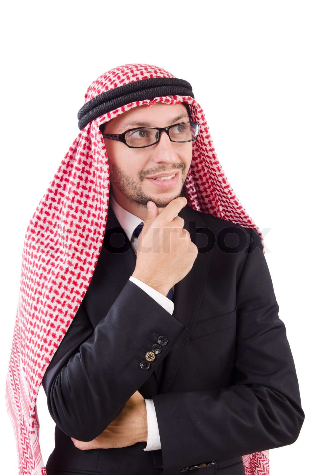 Arab man in specs isolated on white | Stock image | Colourbox