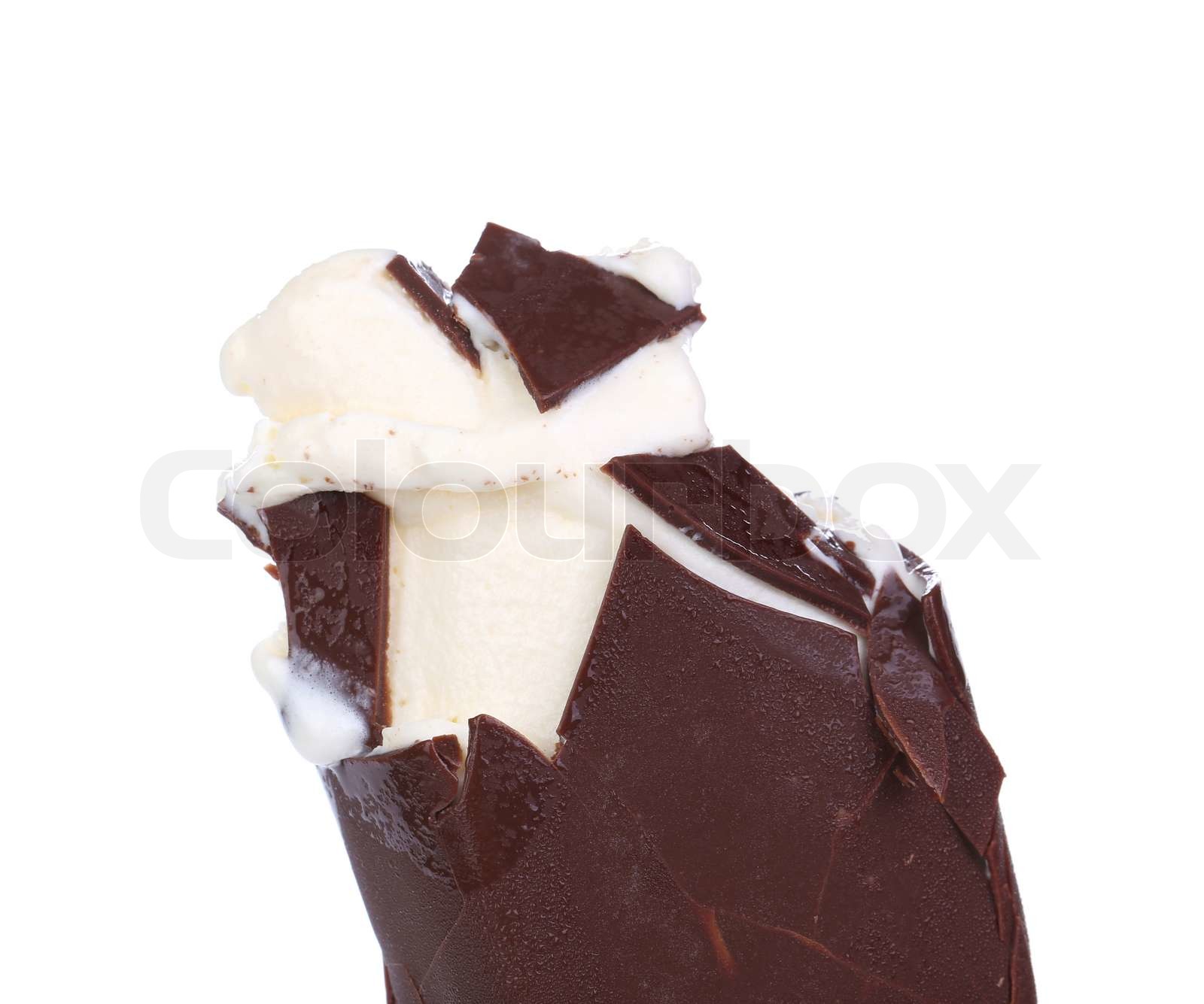 Bitten chocolate ice cream. | Stock image | Colourbox