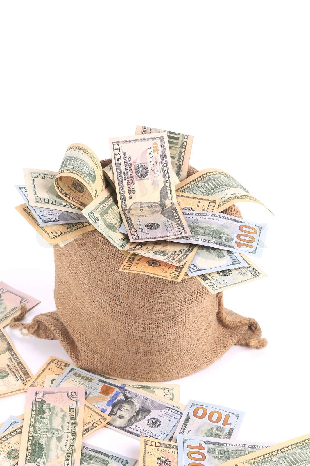 Sack full of american dollars. | Stock image | Colourbox