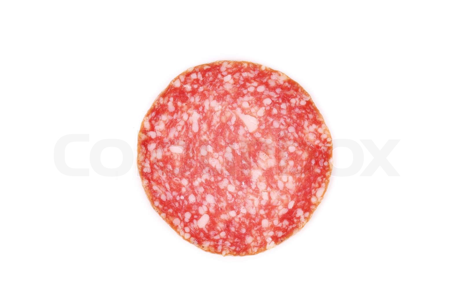 Slice of salami. | Stock image | Colourbox
