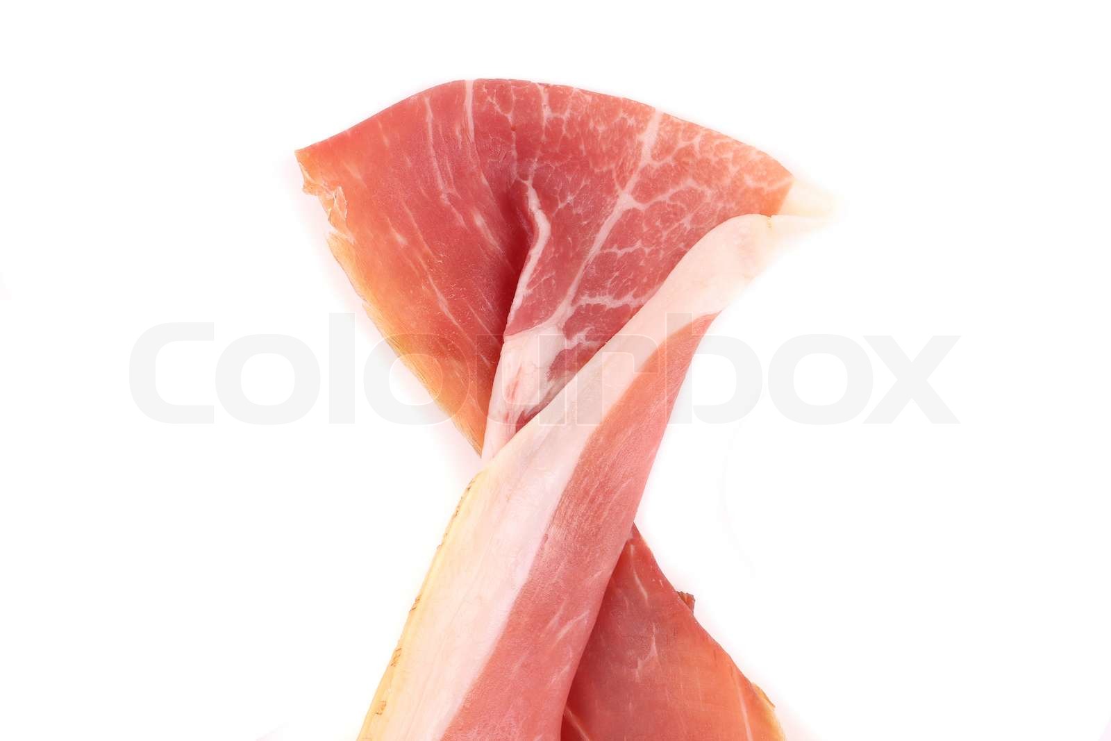 Slice of Delicious Prosciutto as Ribbon. | Stock image | Colourbox
