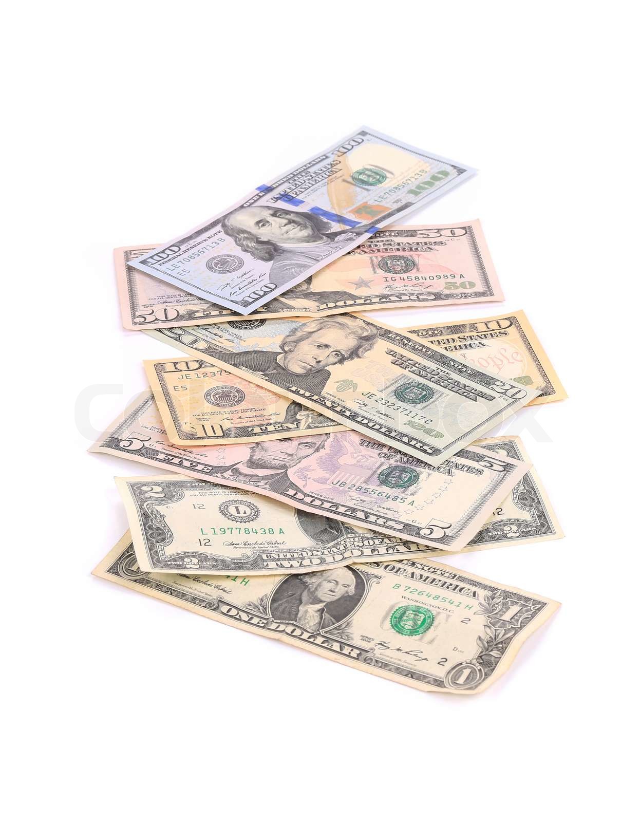 Close up of different dollar bills. | Stock image | Colourbox
