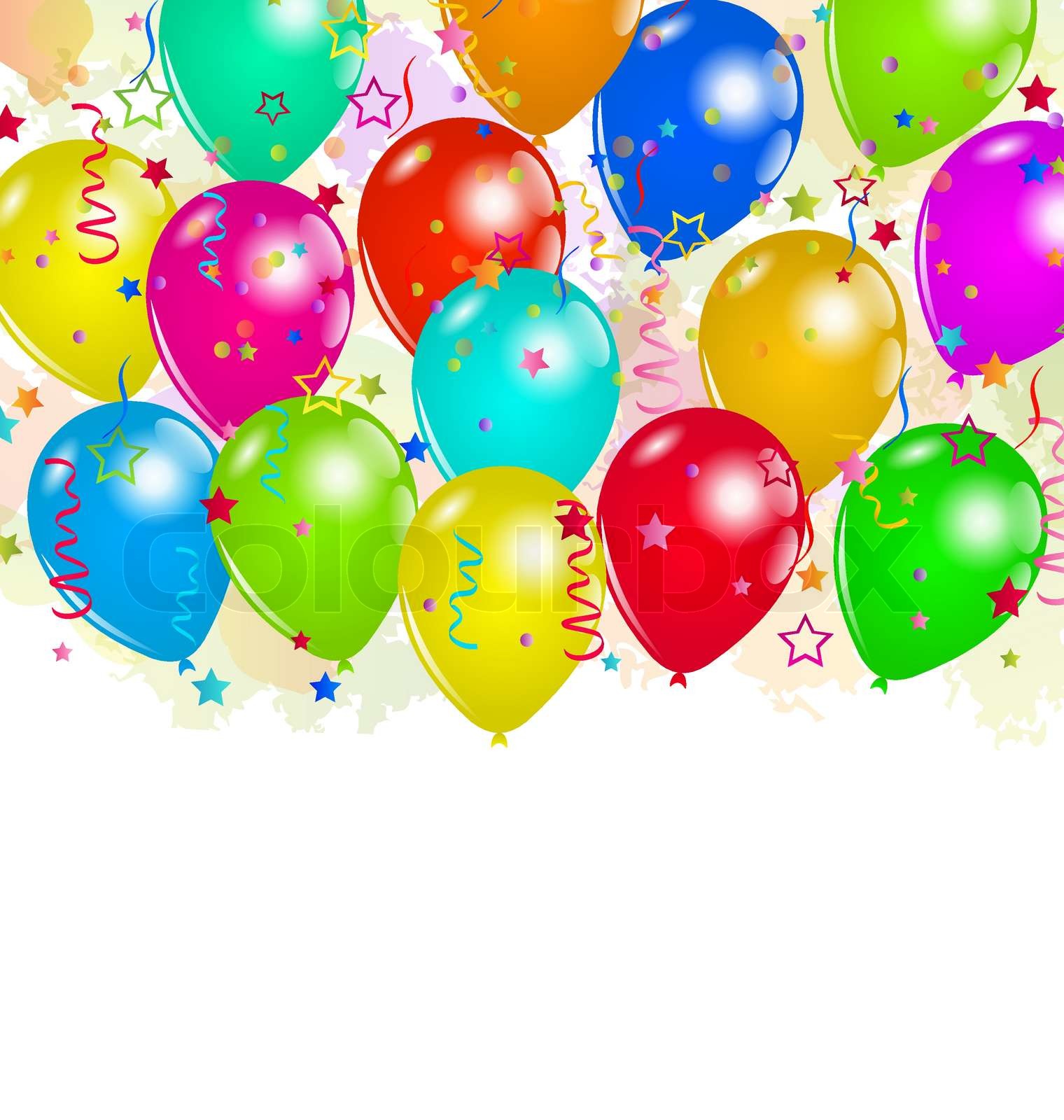 Set party balloons, confetti with space for text | Stock vector | Colourbox