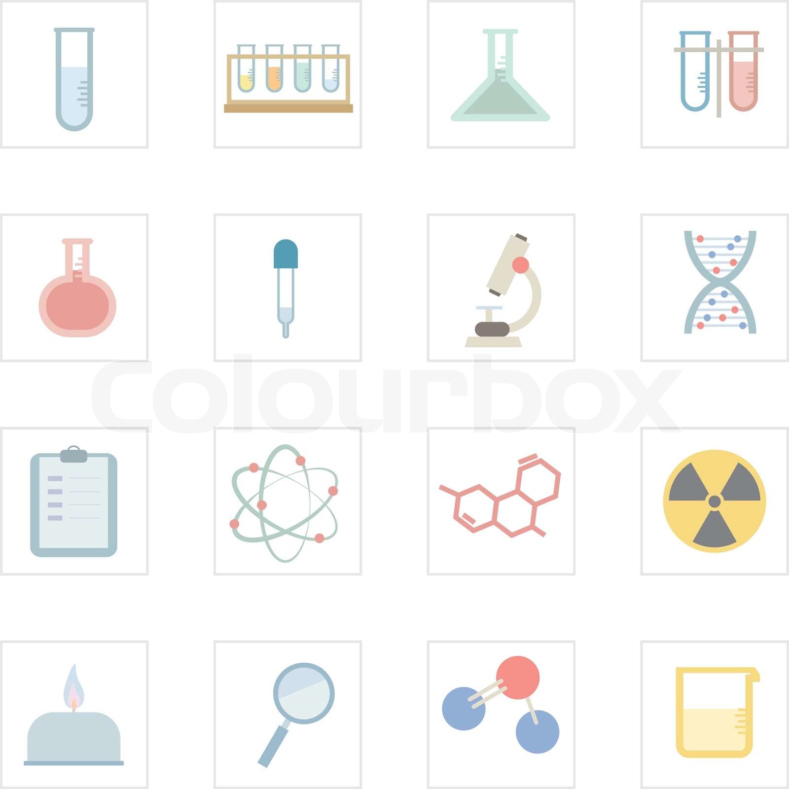 Science equipments icon set | Stock vector | Colourbox