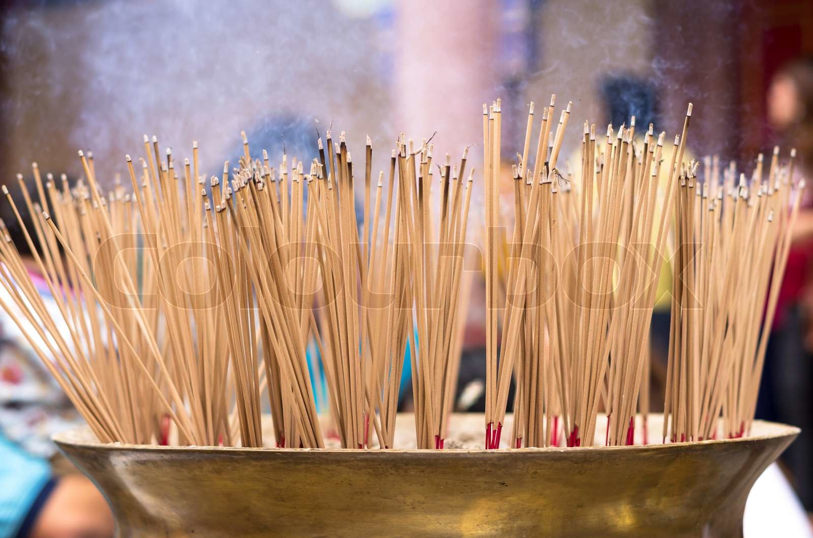 Burning incense in Chinese temple | Stock image | Colourbox