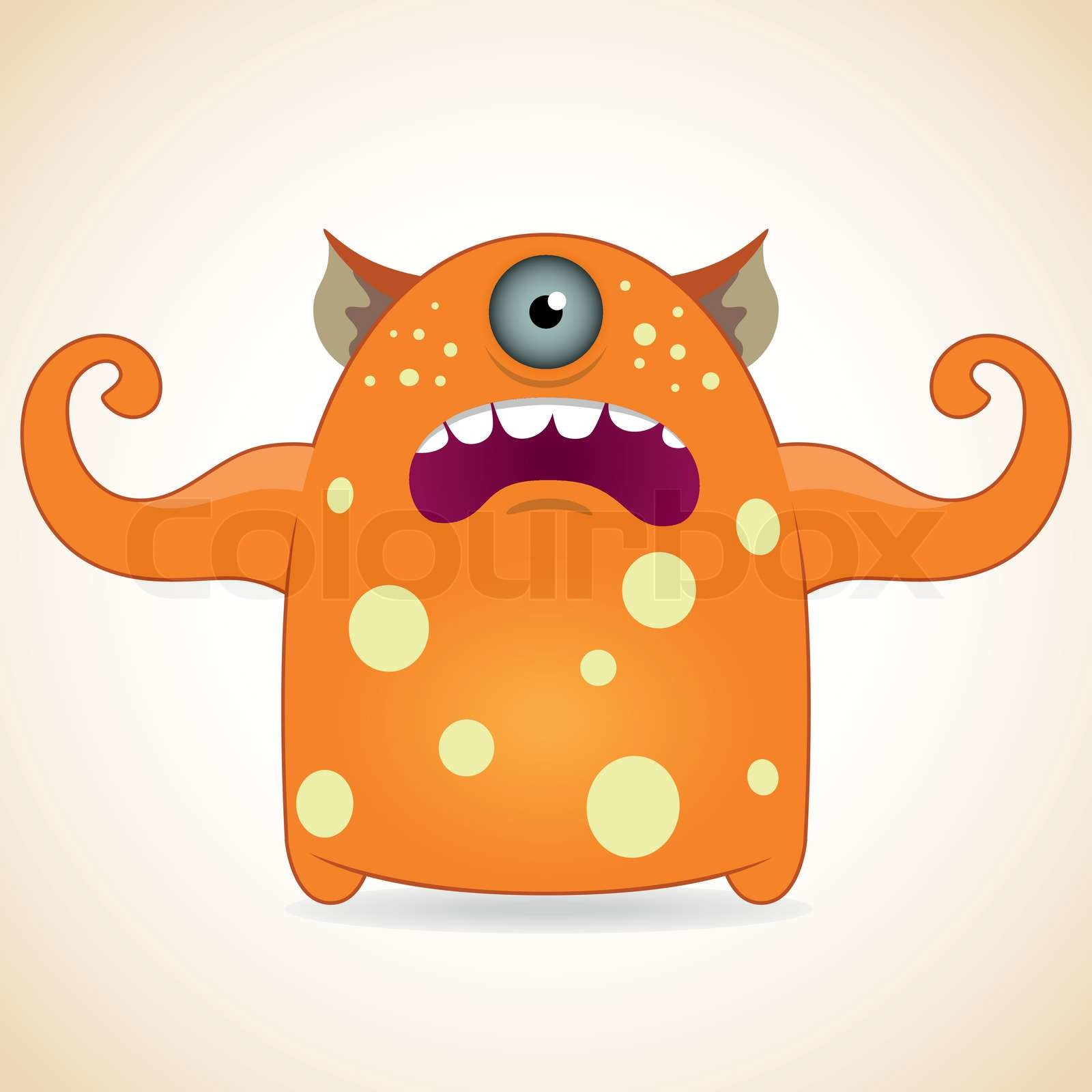 One-eyed orange monster | Stock vector | Colourbox