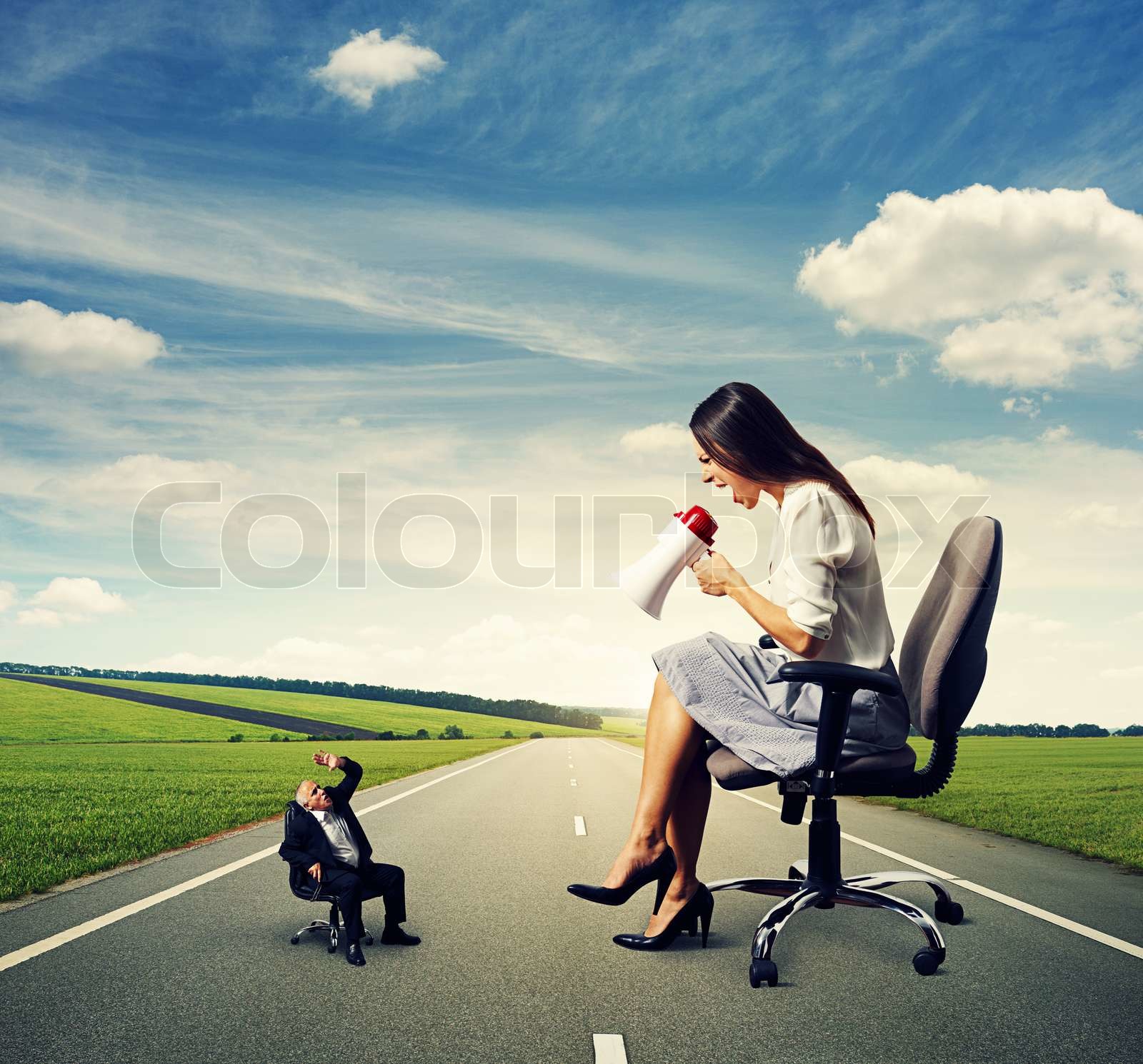 discontented woman and frightened man | Stock image | Colourbox