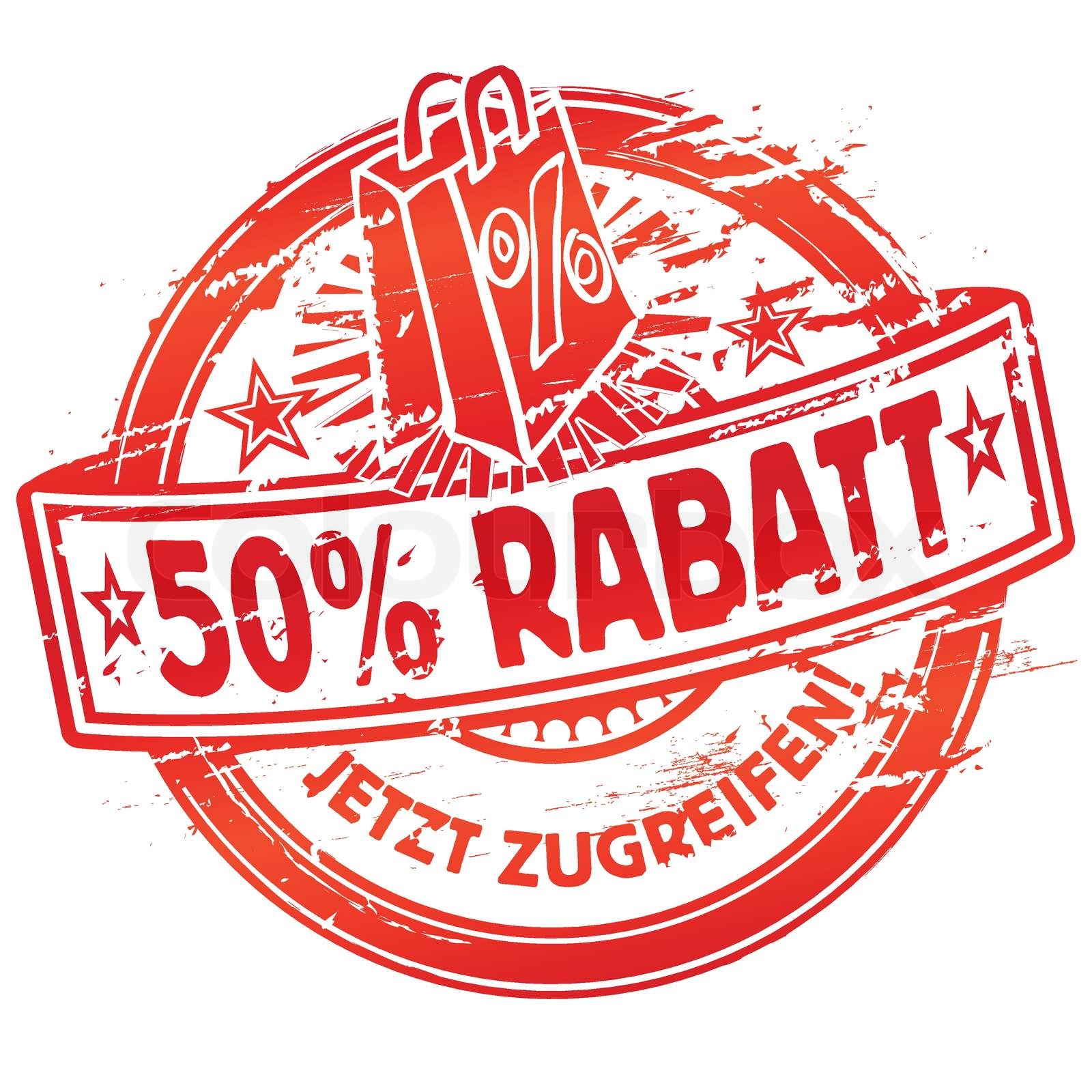 Stempel Einkaufstüte und 50% Rabatt | Stock-Vektor | Colourbox