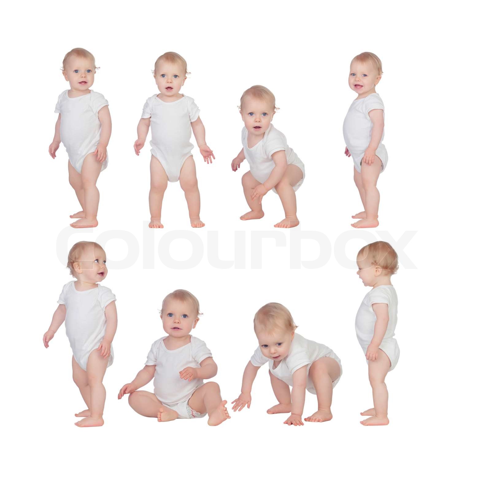 Sequenz eines Babys laufen lernen | Stock Bild | Colourbox