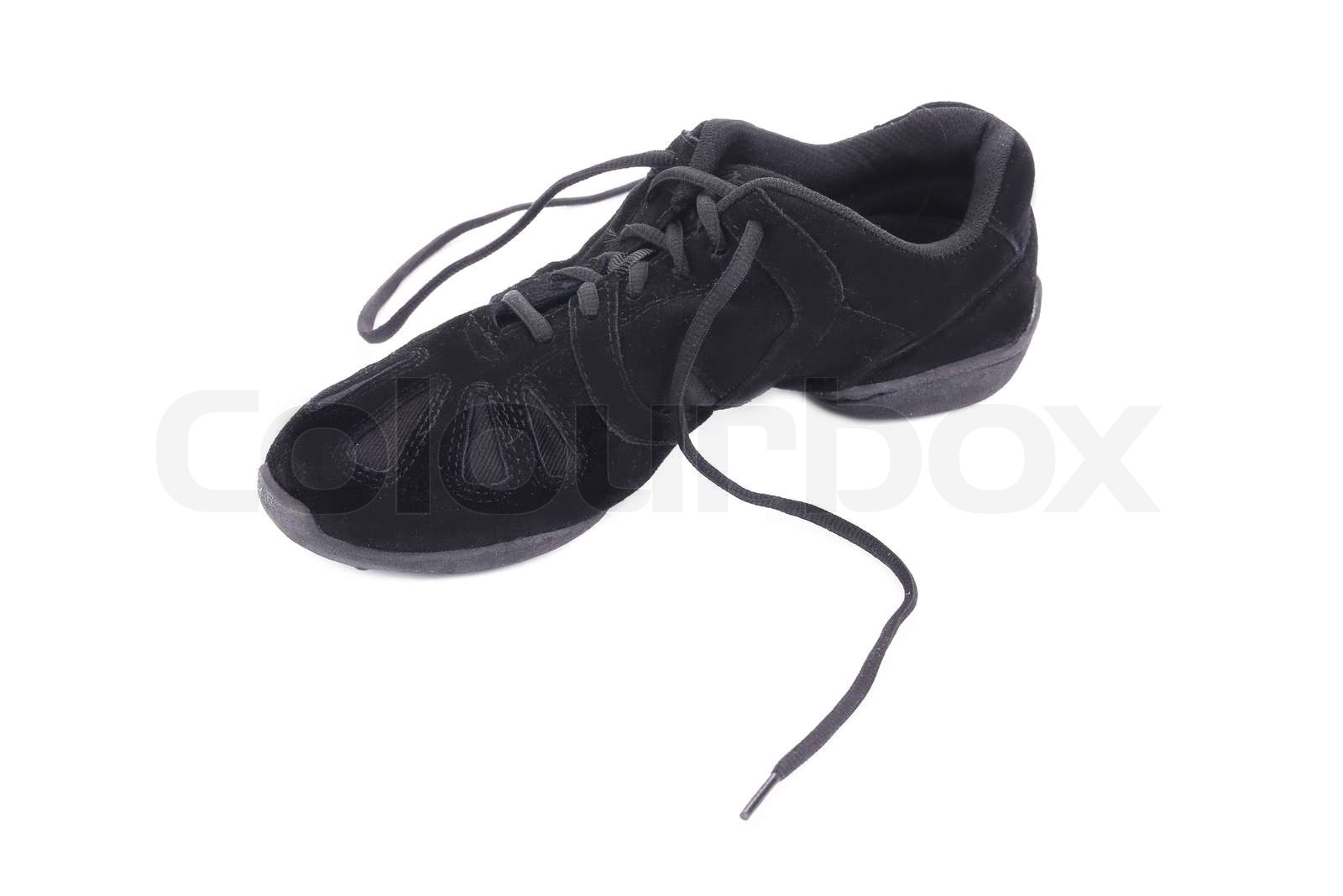 One black leather dance shoe. | Stock image | Colourbox