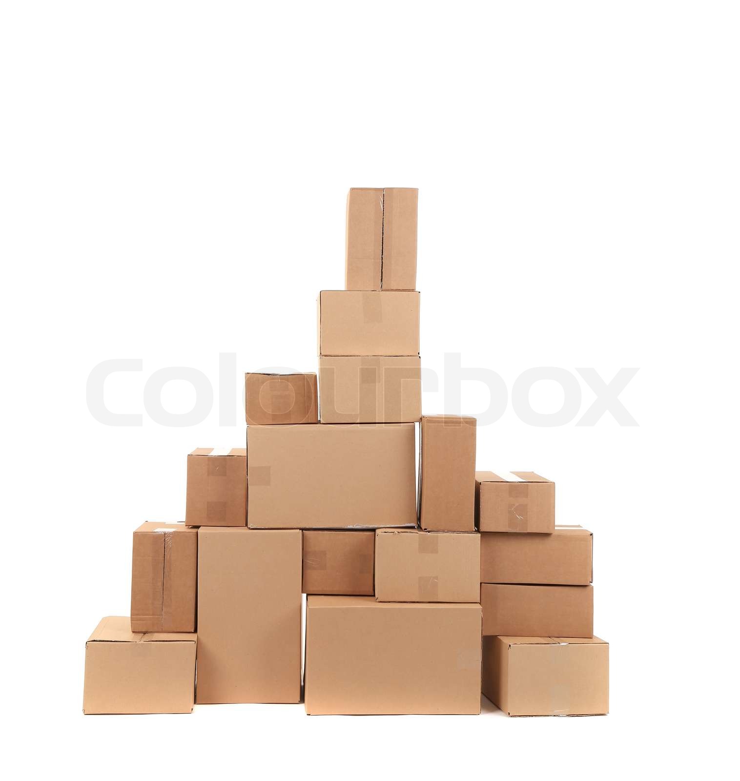 Stack of opened cardboard boxes. | Stock image | Colourbox