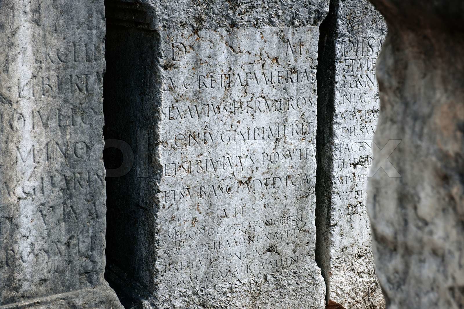 Ancient roman tomb with latin text | Stock image | Colourbox