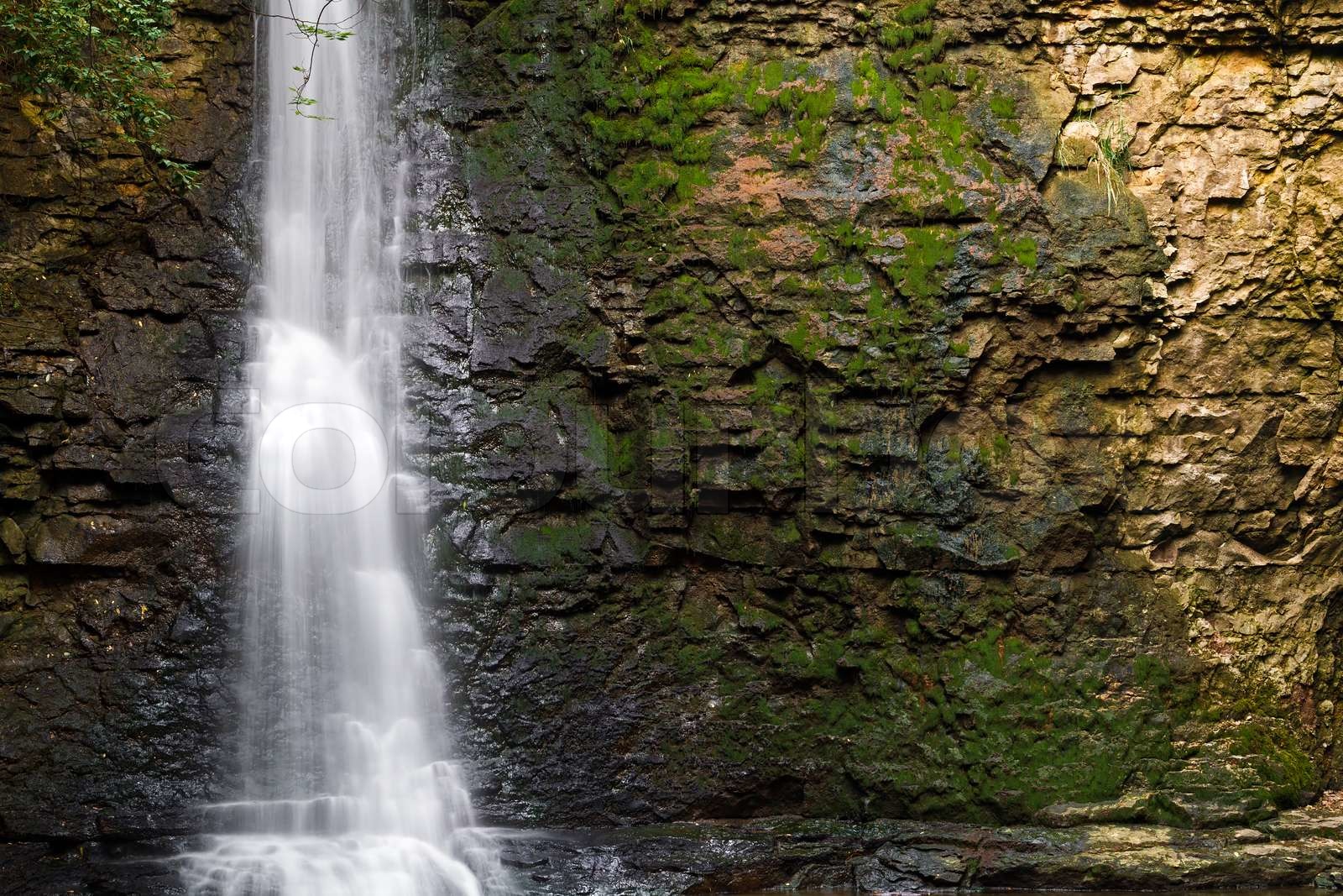Waterfall and Rock Wall | Stock image | Colourbox