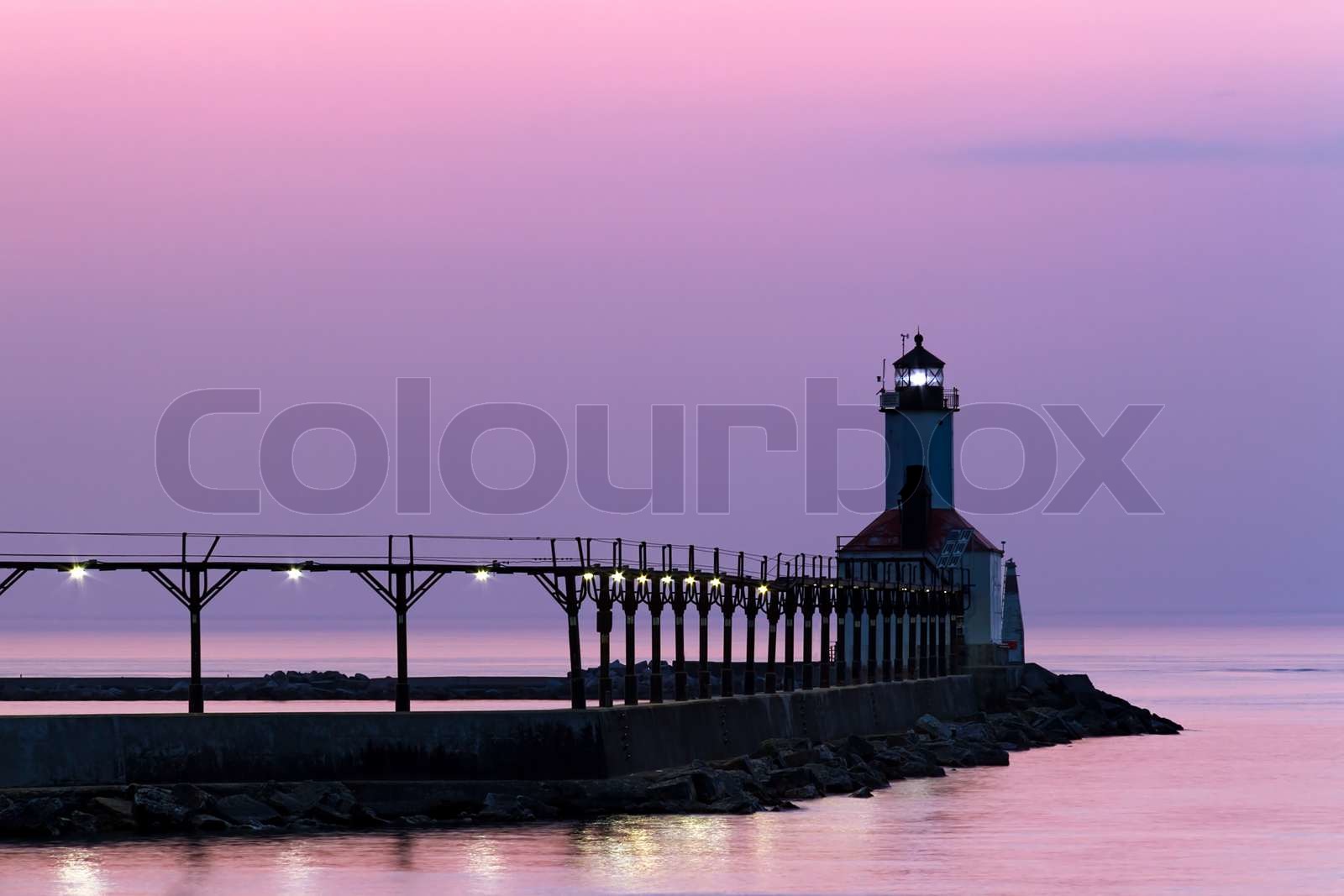 Michigan City Light at Twilight | Stock image | Colourbox