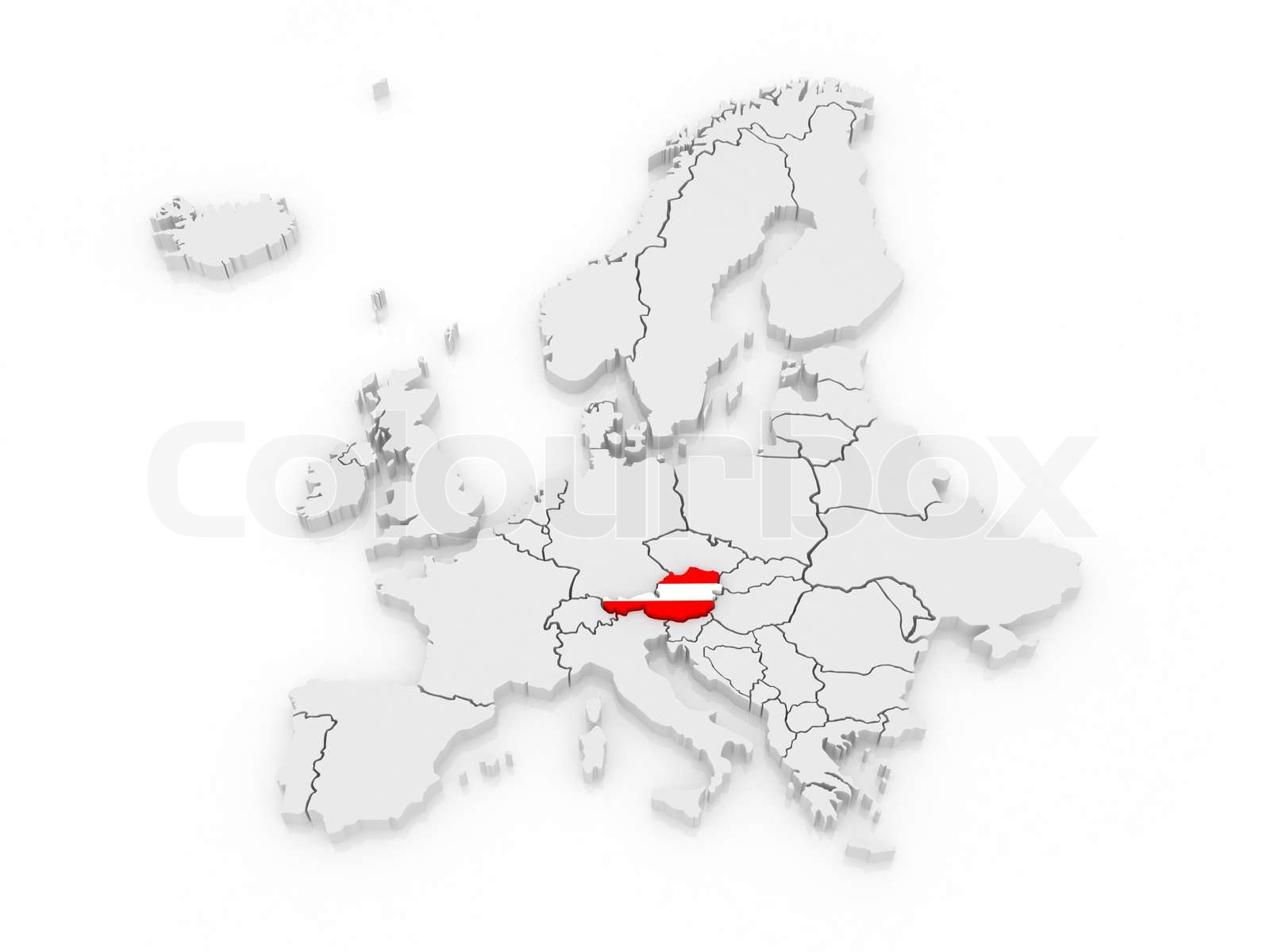 Map of Europe and Austria. | Stock image | Colourbox