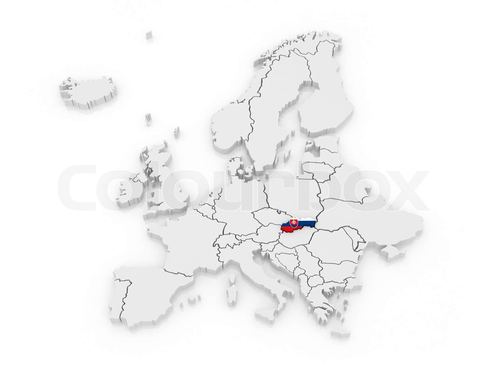 Map of Europe and Czech. | Stock image | Colourbox