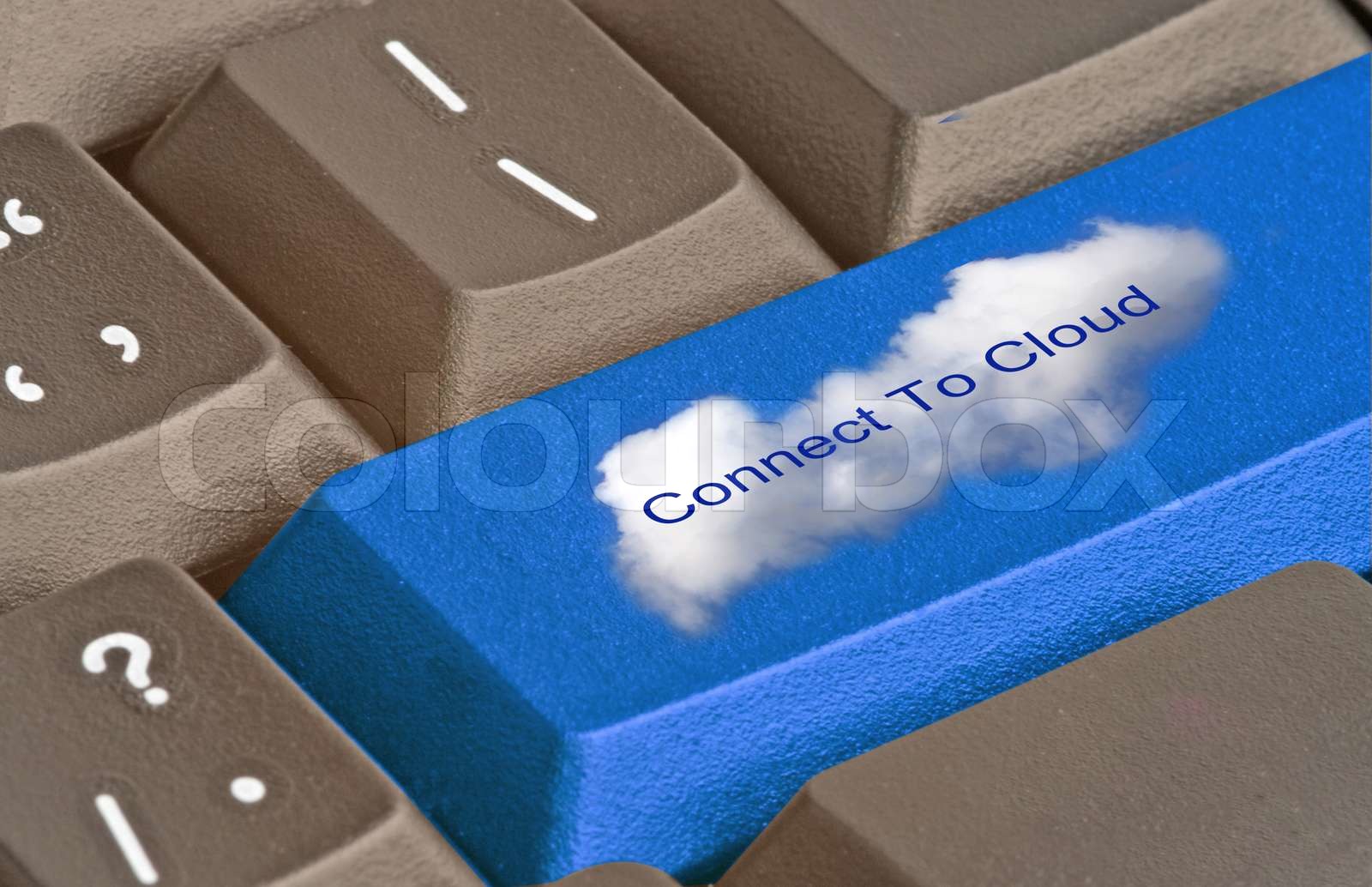 keyboard with key to connect to cloud | Stock image | Colourbox