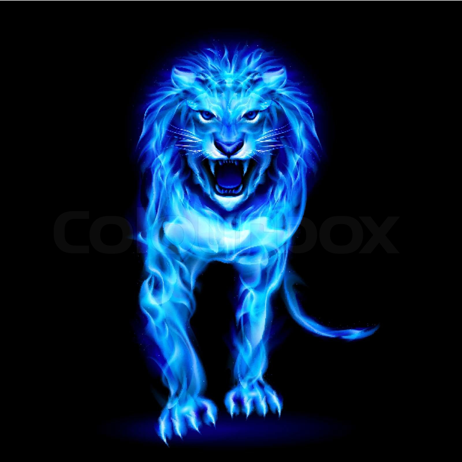 Blue fire lion | Stock vector | Colourbox