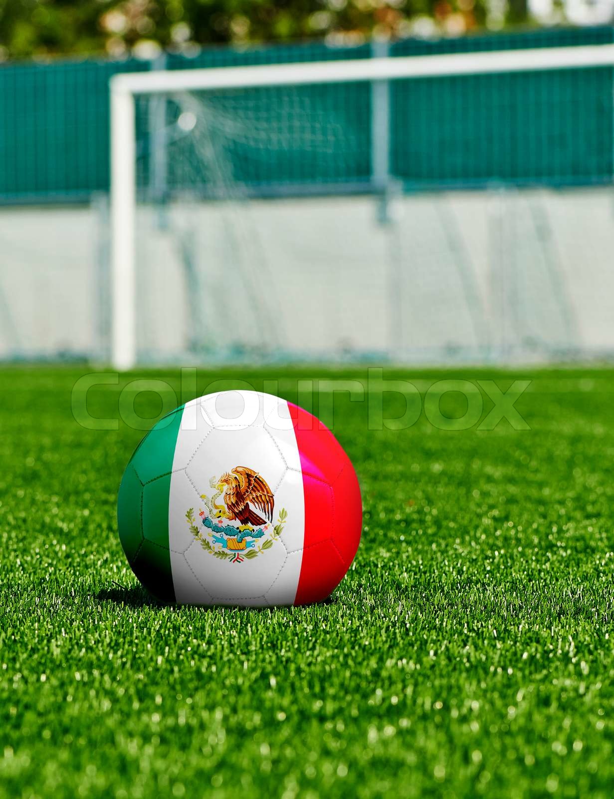Soccer Ball with Mexico Flag on the grass in stadium | Stock image ...