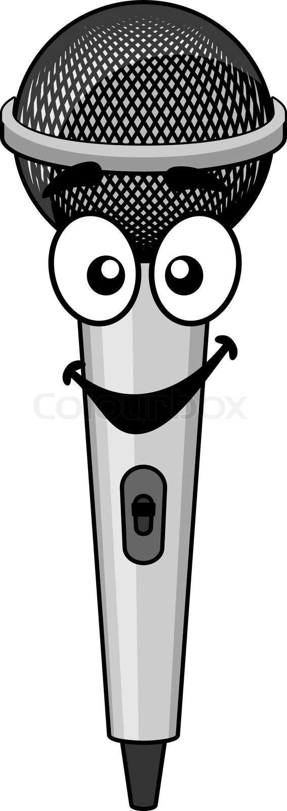 Smiling cartoon microphone | Stock vector | Colourbox