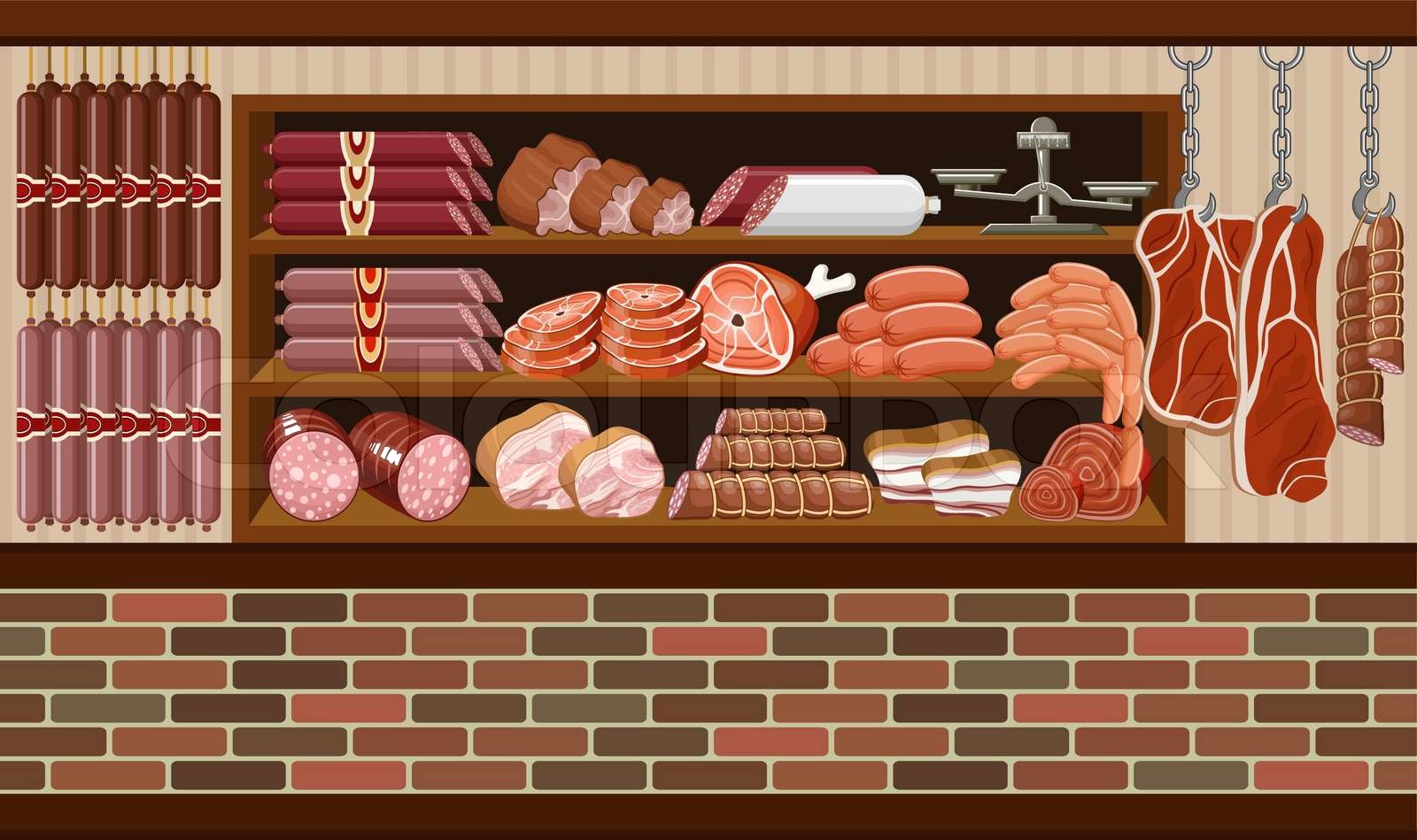 Meat market. | Stock vector | Colourbox