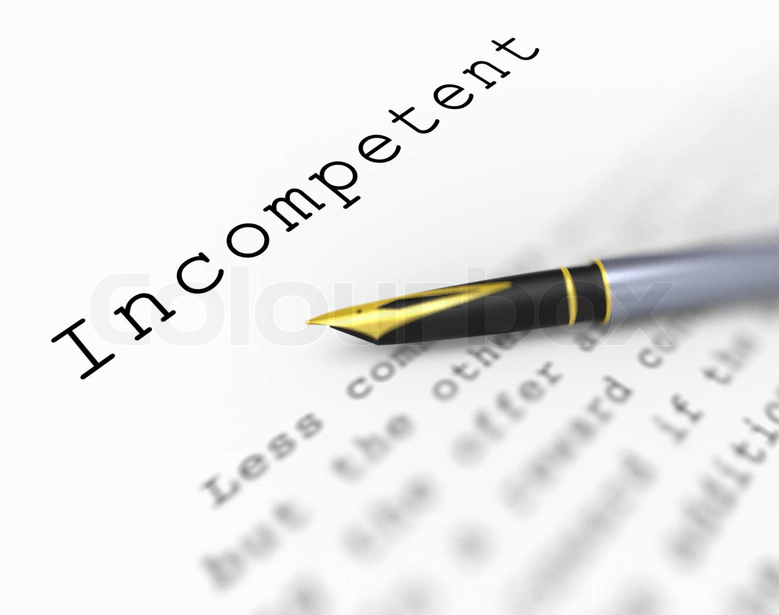 Incompetent Word Shows Unskilled Incapable And Inexperienced | Stock ...