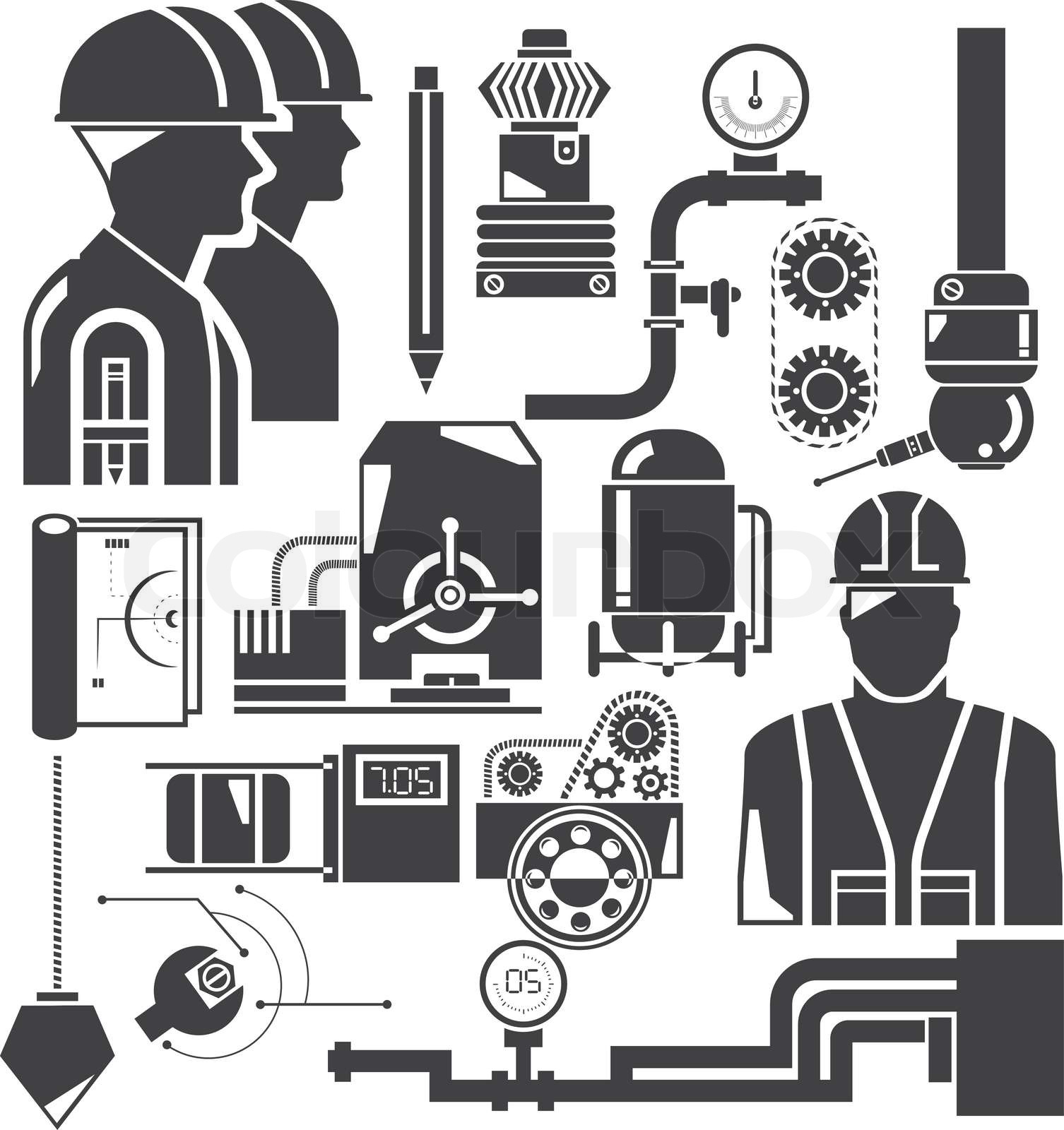silhouette engineering set | Stock vector | Colourbox