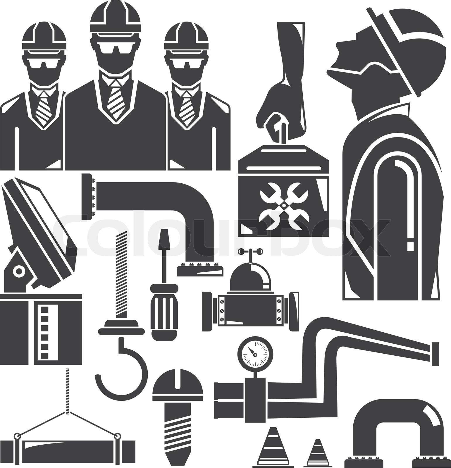 silhouette engineering set | Stock vector | Colourbox