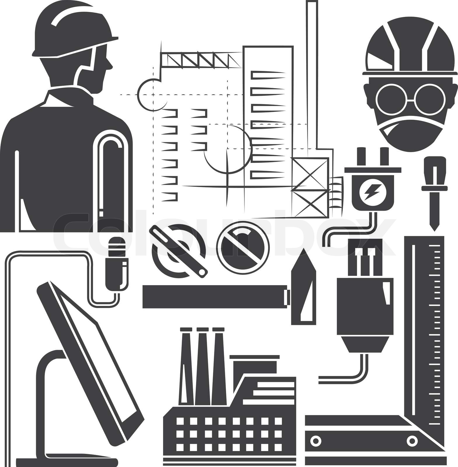 silhouette engineering set | Stock vector | Colourbox