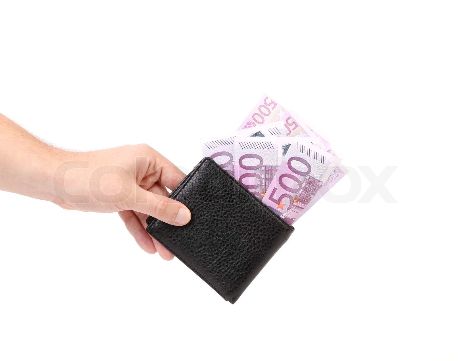 Hand hält Euro-Scheine im Geldbeutel. | Stock Bild | Colourbox