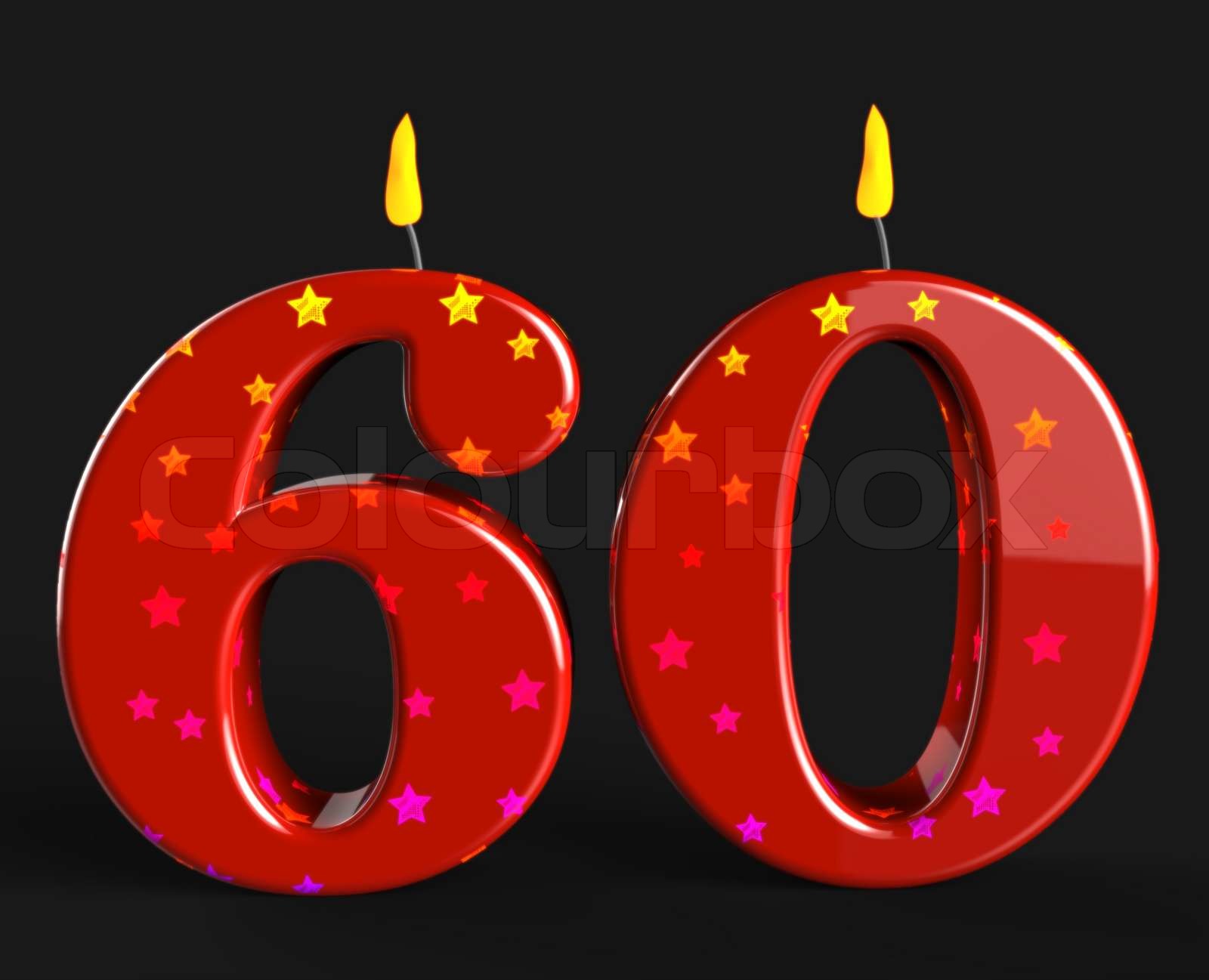 Zahl sechzig Kerzen zeigen ältere Geburtstag oder Jahrestag der Geburt ...