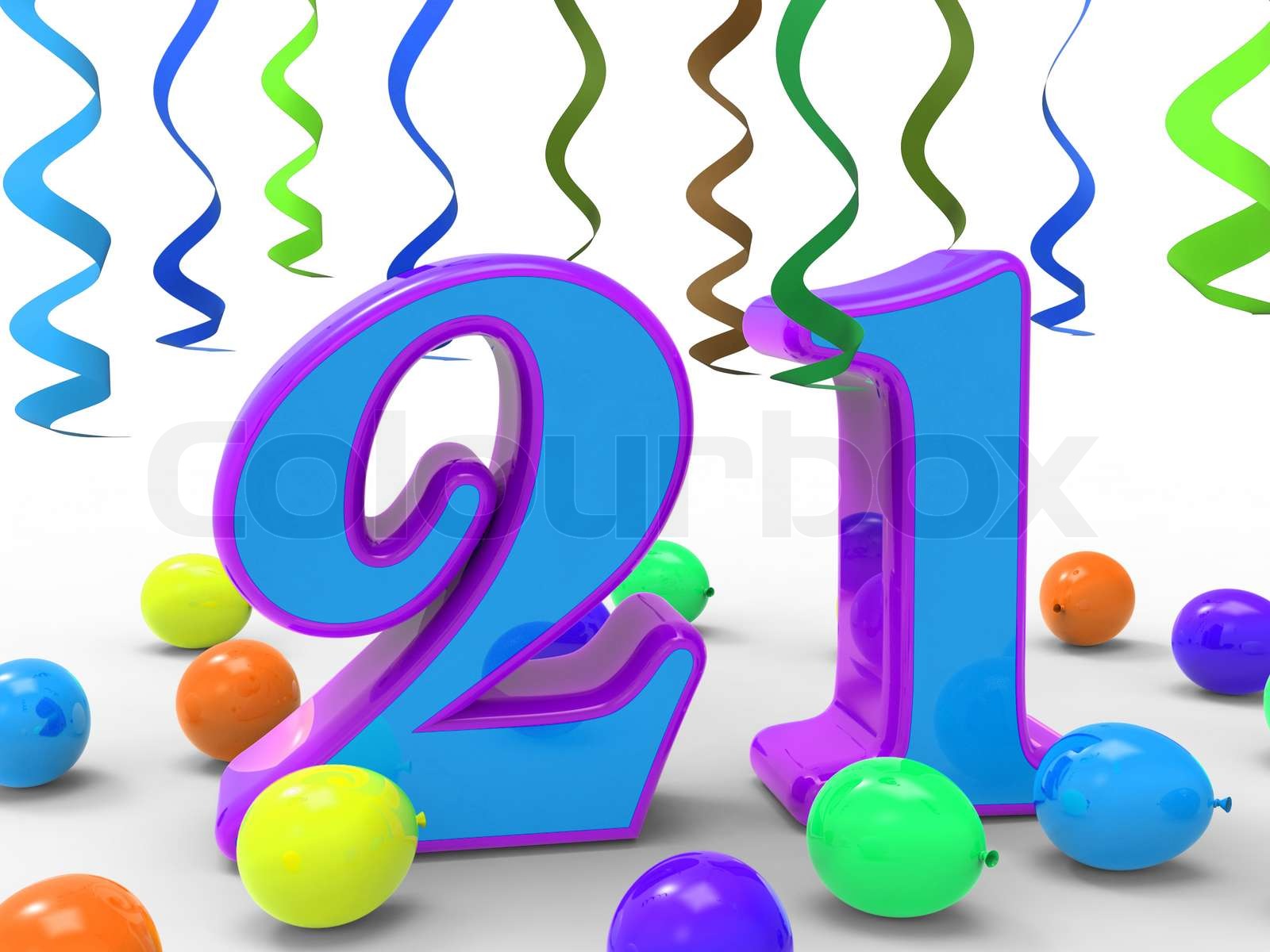 Number Twenty One Party Means Colourful And Bright Decoration An ...