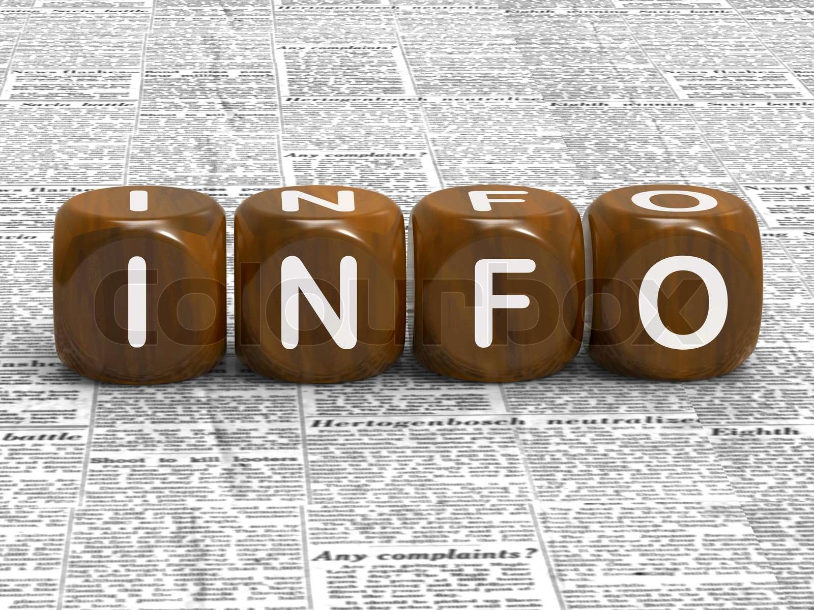 Info-Würfel zeigen Fakten Daten und Details | Stock Bild | Colourbox