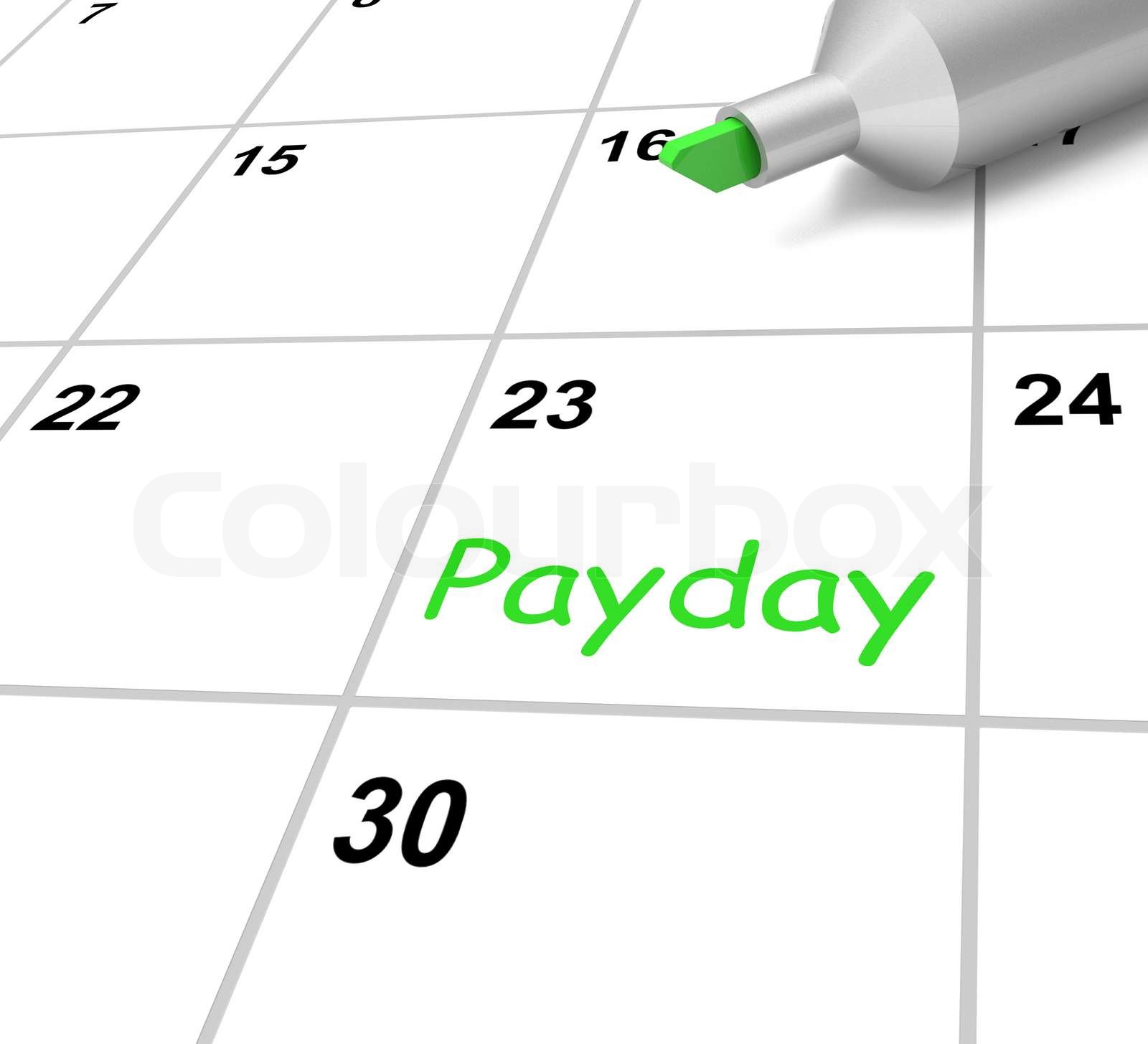 Payday Calendar Means Receiving Income For Work | Stock image | Colourbox