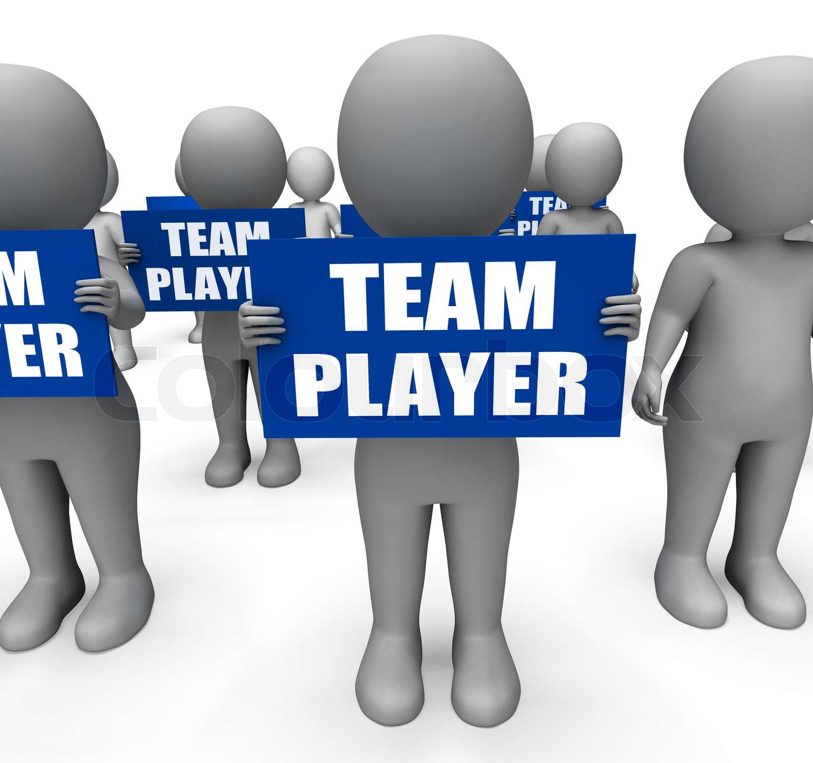 Characters Holding Team Player Signs Show Teamwork Or Teammate | Stock ...
