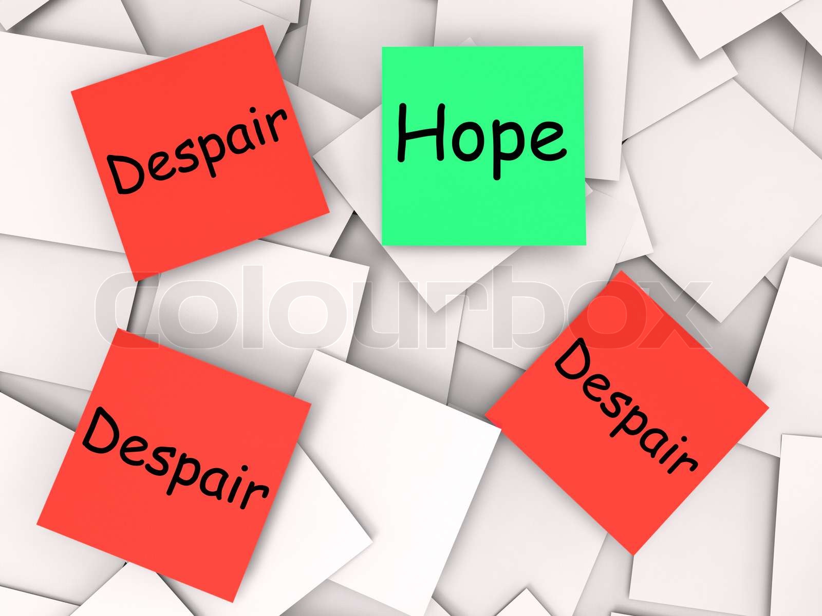 Hope Despair Post-It Notes Show Wishing Or Desperate | Stock image ...