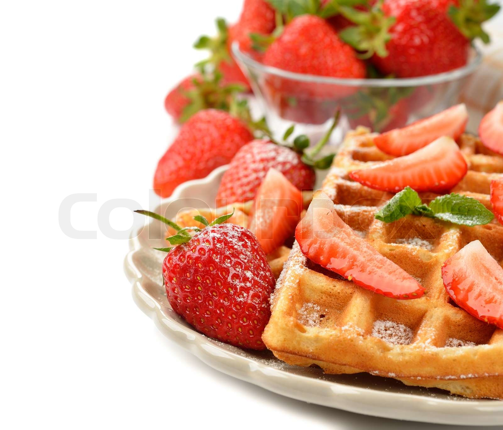 Belgian waffles with strawberries | Stock image | Colourbox